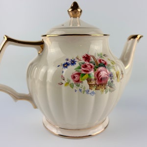 Sadler Tea Set, Teapot, Creamer, Sugar Bowl, 3540, Flowers and Baskets ...