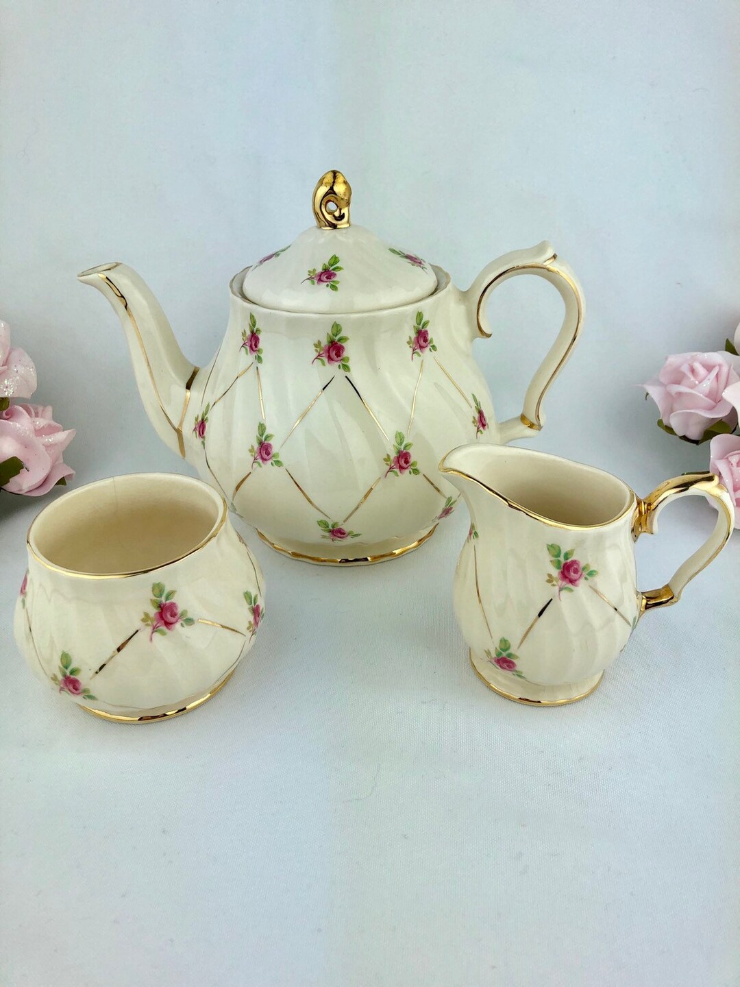 Sadler Teapot Rosebud Tea Set - Etsy