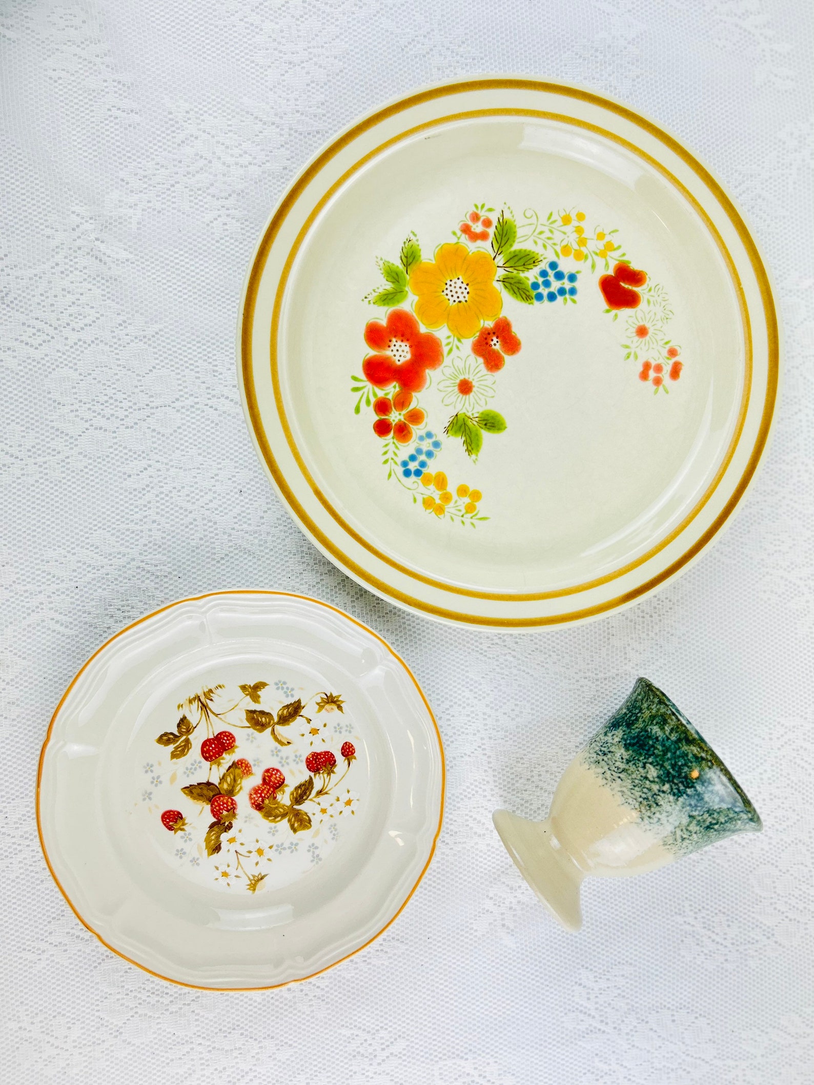 Mismatched 3 Piece Place Setting, Service for 4 Dinnerware Set, Boho ...