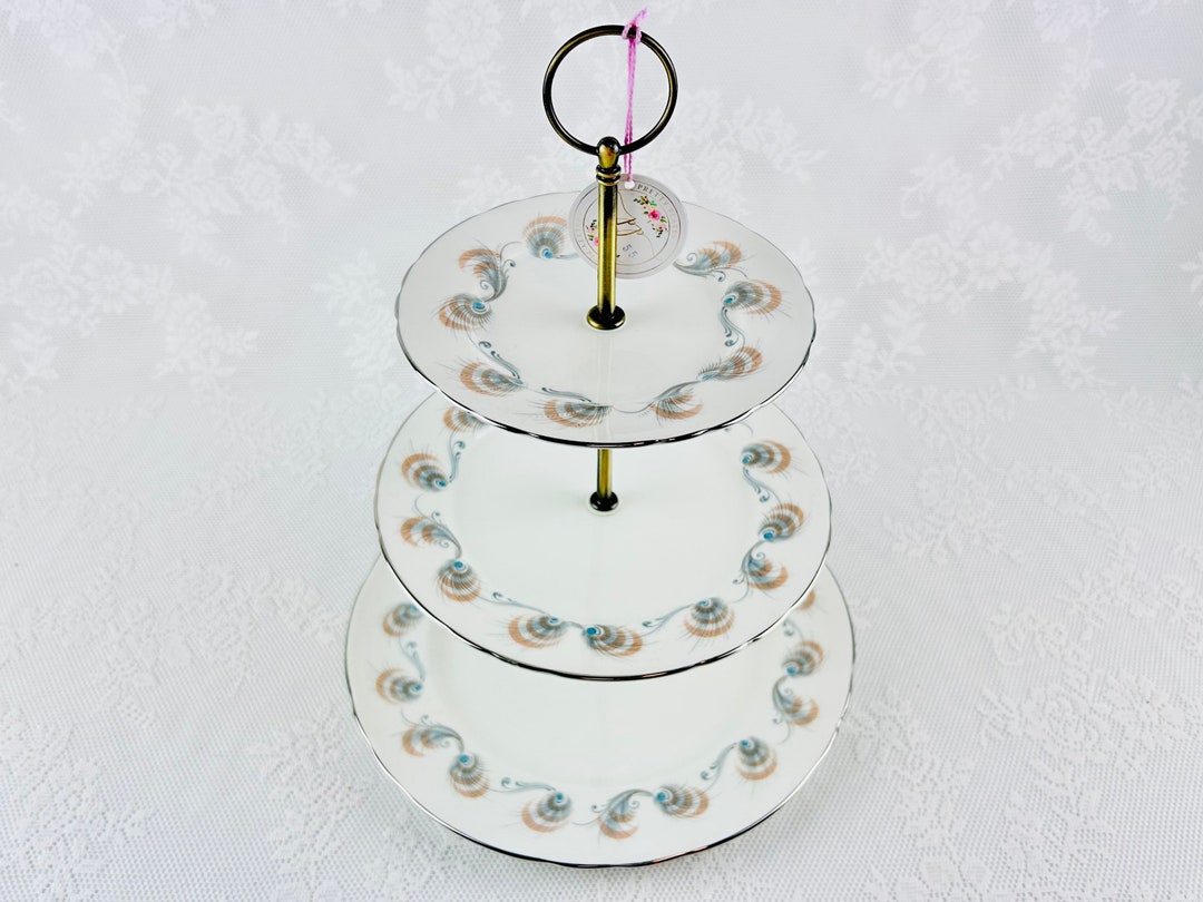 3 Tier Cake Plate Stand, Tea Party Centrepiece, Tiered Cake Stand, Fine ...