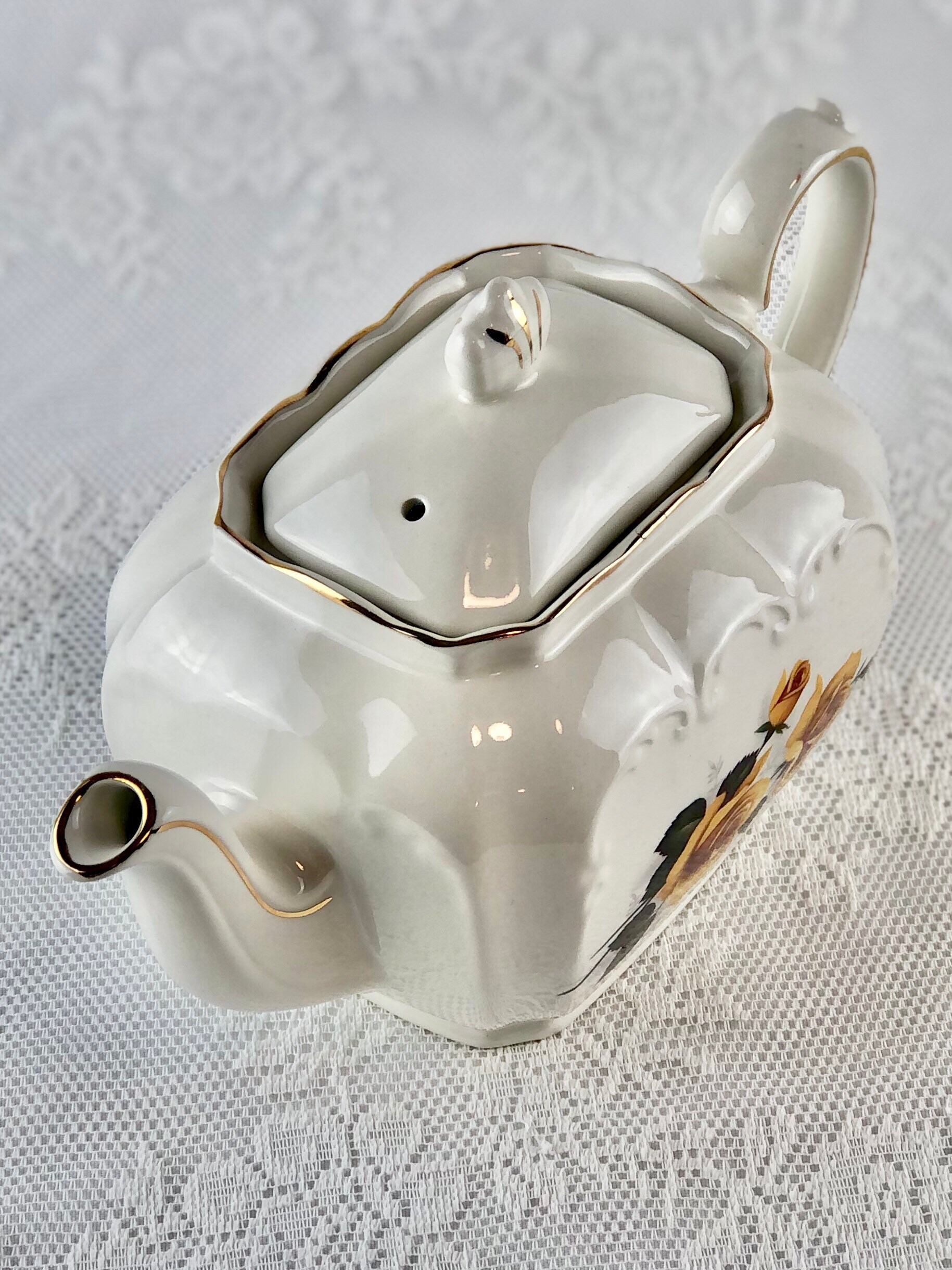 Sadler Cube Teapot, Yellow Roses, Vintage Teapot, High Tea - Etsy