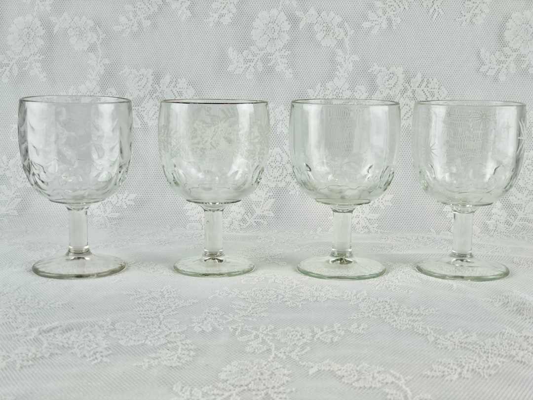 Set of 4 Water/wine Goblets, Thumbprint Glasses, Bartlett Collins ...