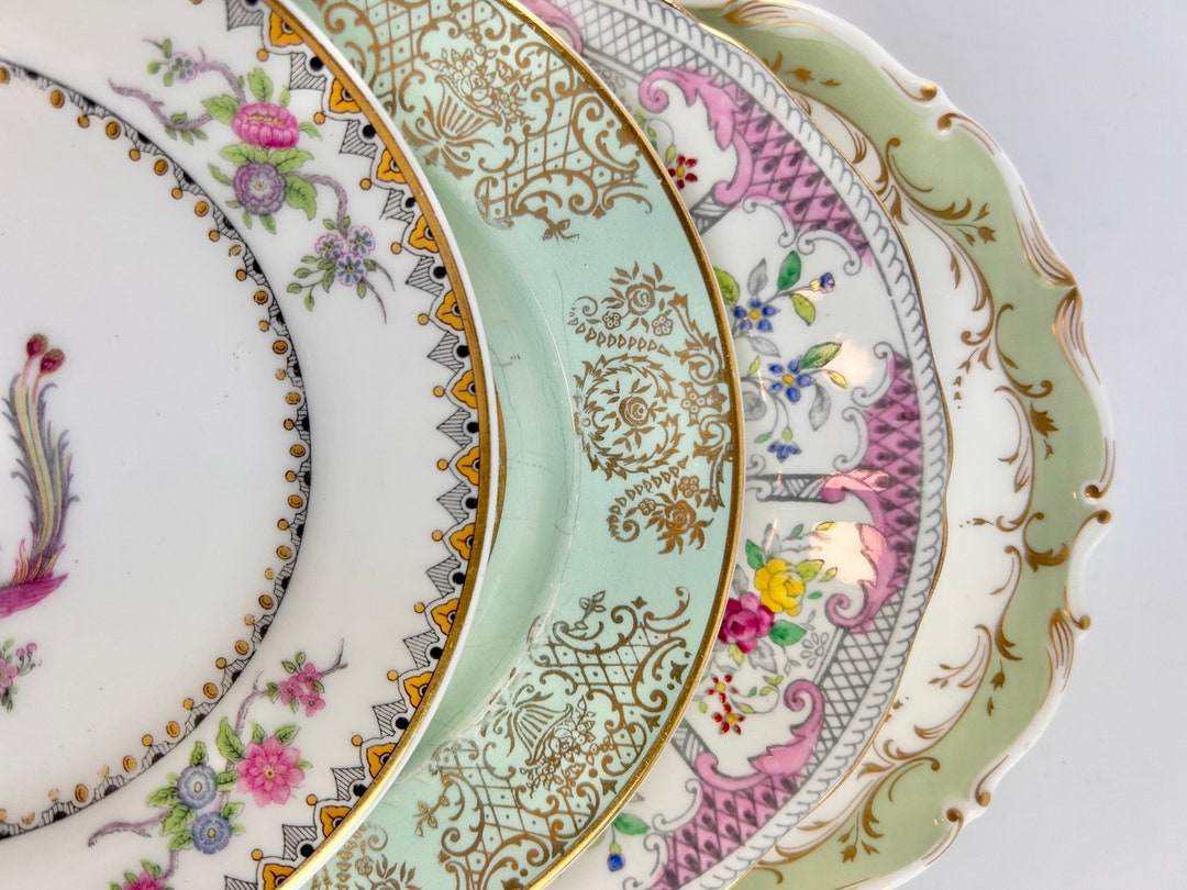 Set of 4 Pretty Plates, Vintage Mismatched Dessert Plates - Etsy