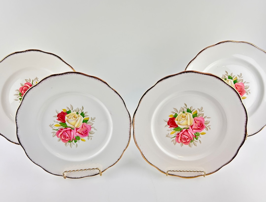 Queen Anne Lady Sylvia Dinner Plates, Fine Bone China, Vintage Plates ...