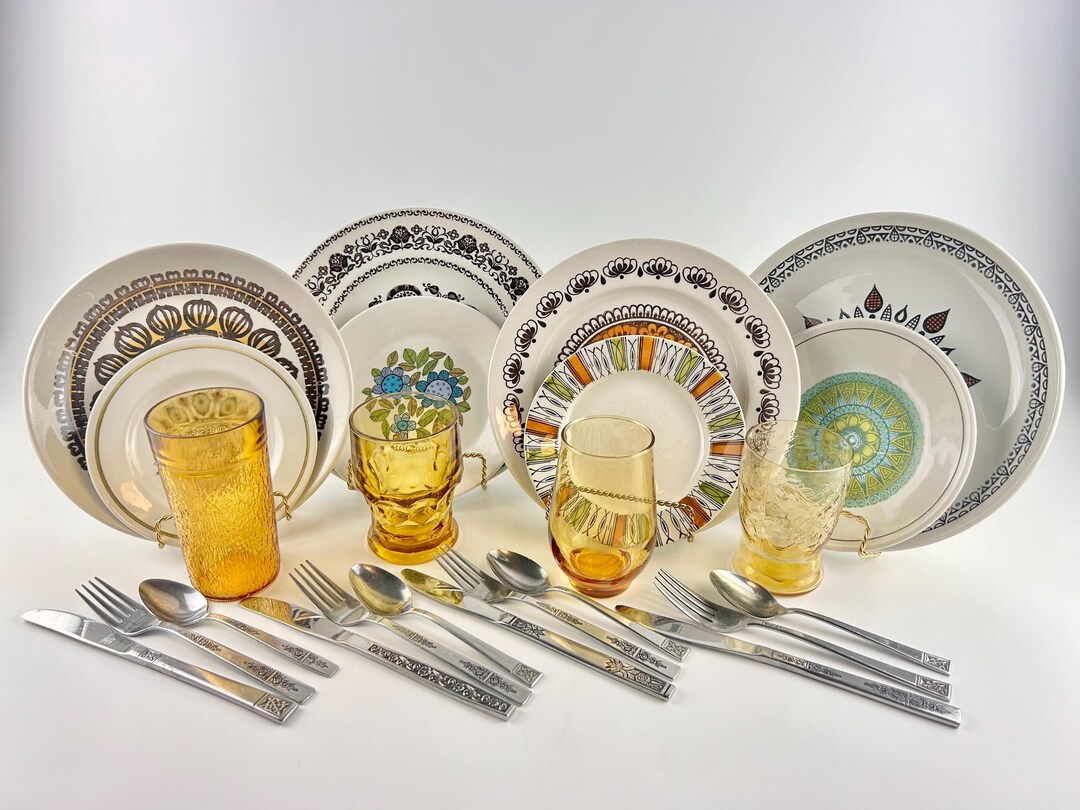 Vintage 1970s, Mismatched 6 Piece Place Setting, Service for 4 ...