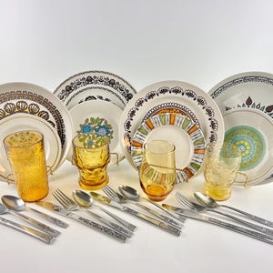 Vintage 1970s, Mismatched 6 Piece Place Setting, Service for 4 ...