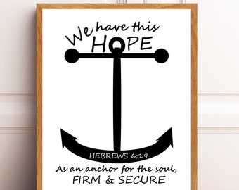 Hebrews 6:19 Printable Hope as an Anchor for the Soul Instant Download ...