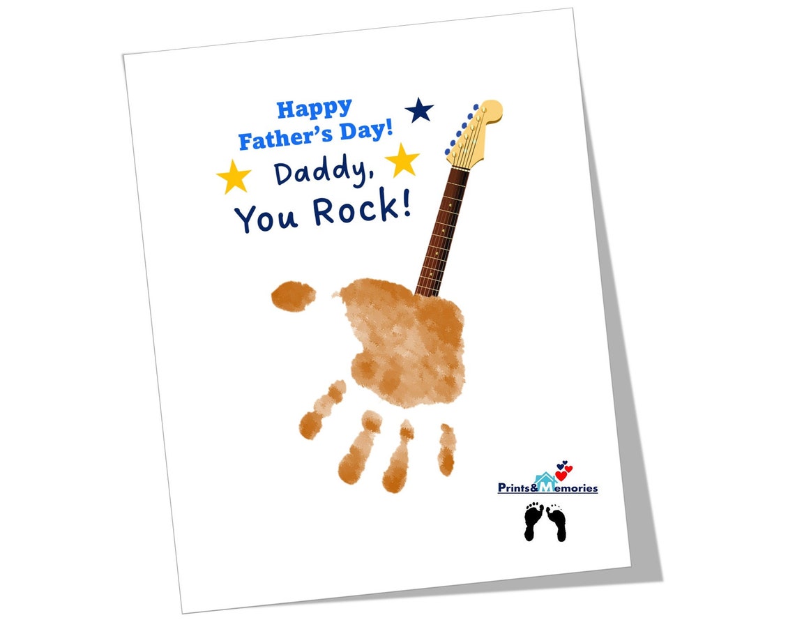 Daddy You Rock Guitar Handprint Art Father's Day Gift - Etsy