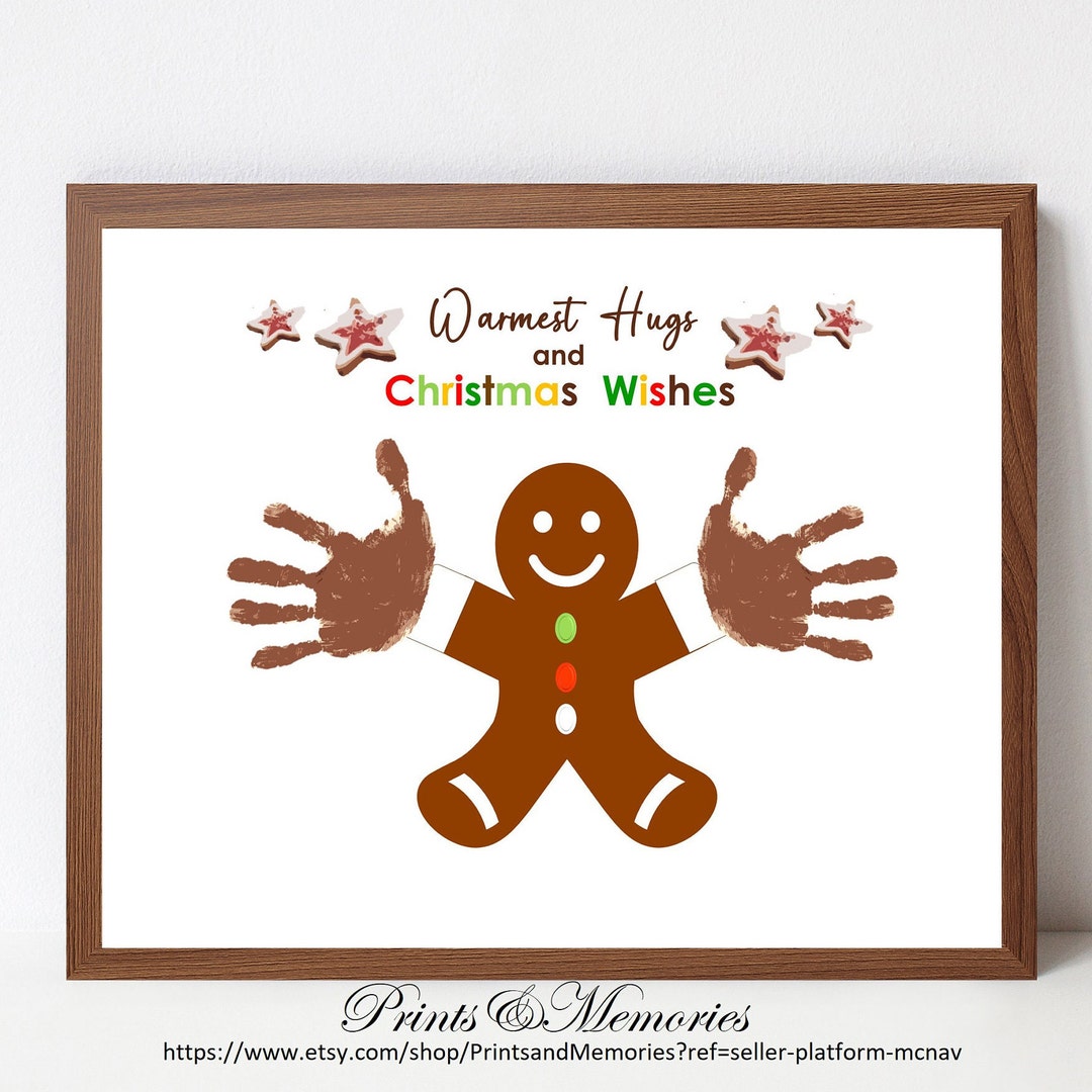 Gingerbread Handprint Christmas Gift, DIY Card Template (digital ...