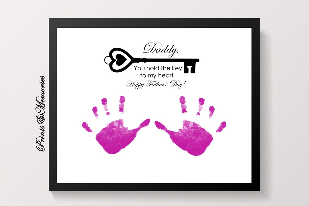 Father's Day Handprint Art, Daddy, You Hold the Key to My/our Hearts ...