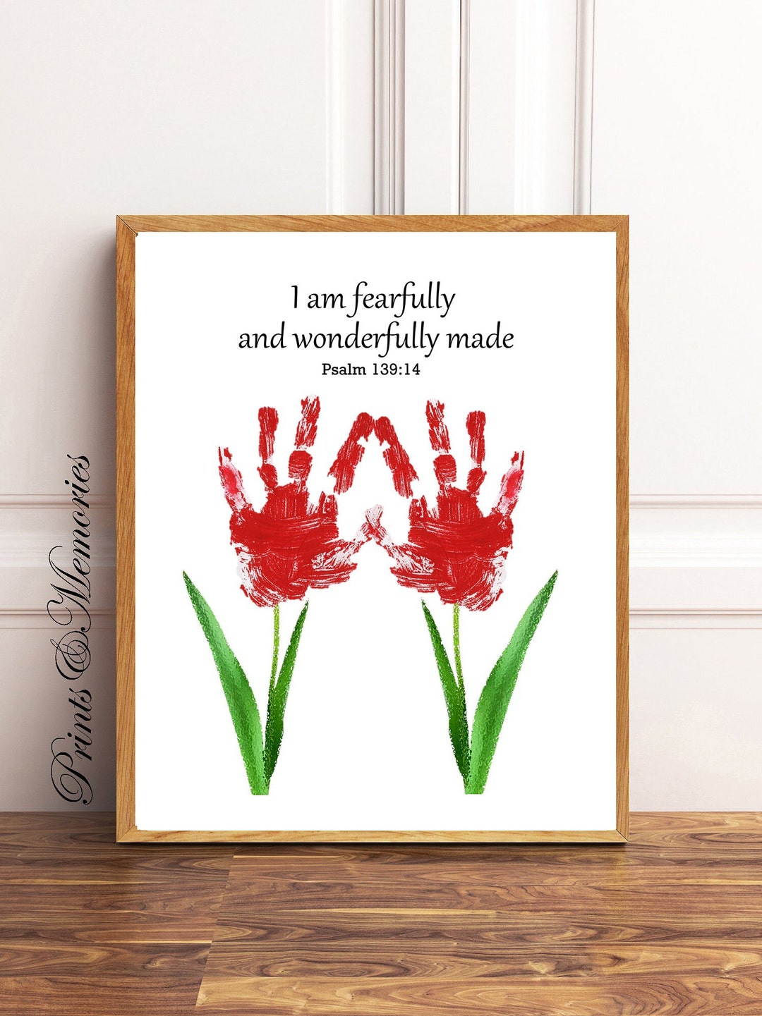 Psalm 139:14 Flower Handprint Art, DIY Nursery Decor (digital Download ...