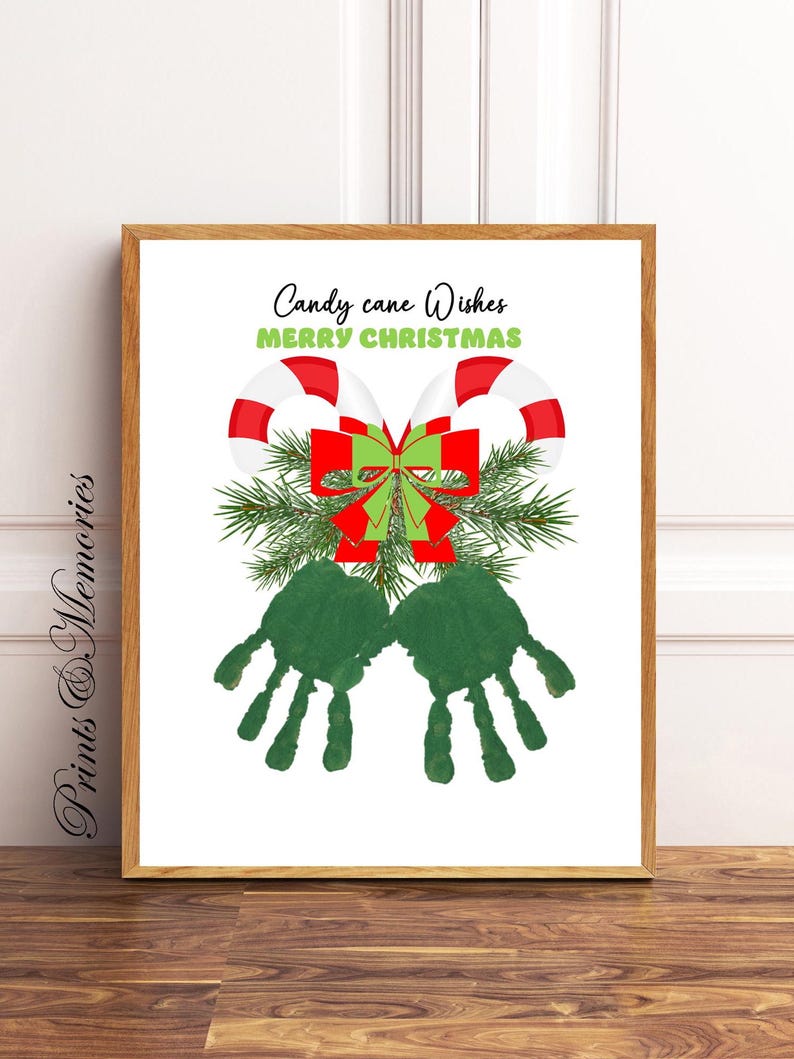 Christmas Footprint Art: Candy Cane Wishes Keepsake, Baby Footprint Art ...