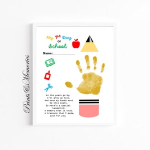 Back to School Craft, My First Day of School Handprint Poem, Pencil ...