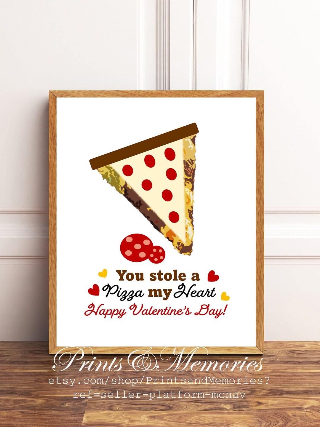 You Stole a Pizza My Heart, Valentines Fingerprint Art, DIY Card, Funny ...