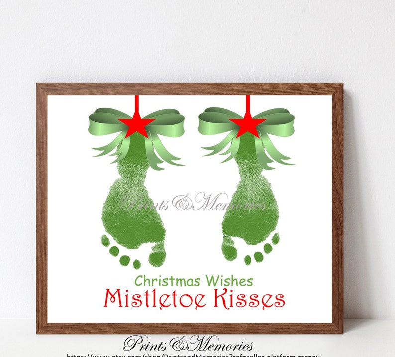 Christmas Mistletoe Footprint Art Baby Toddler Keepsake - Etsy