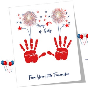 4th of July Craft for Kids, Handprint Art, Little Firecracker ...