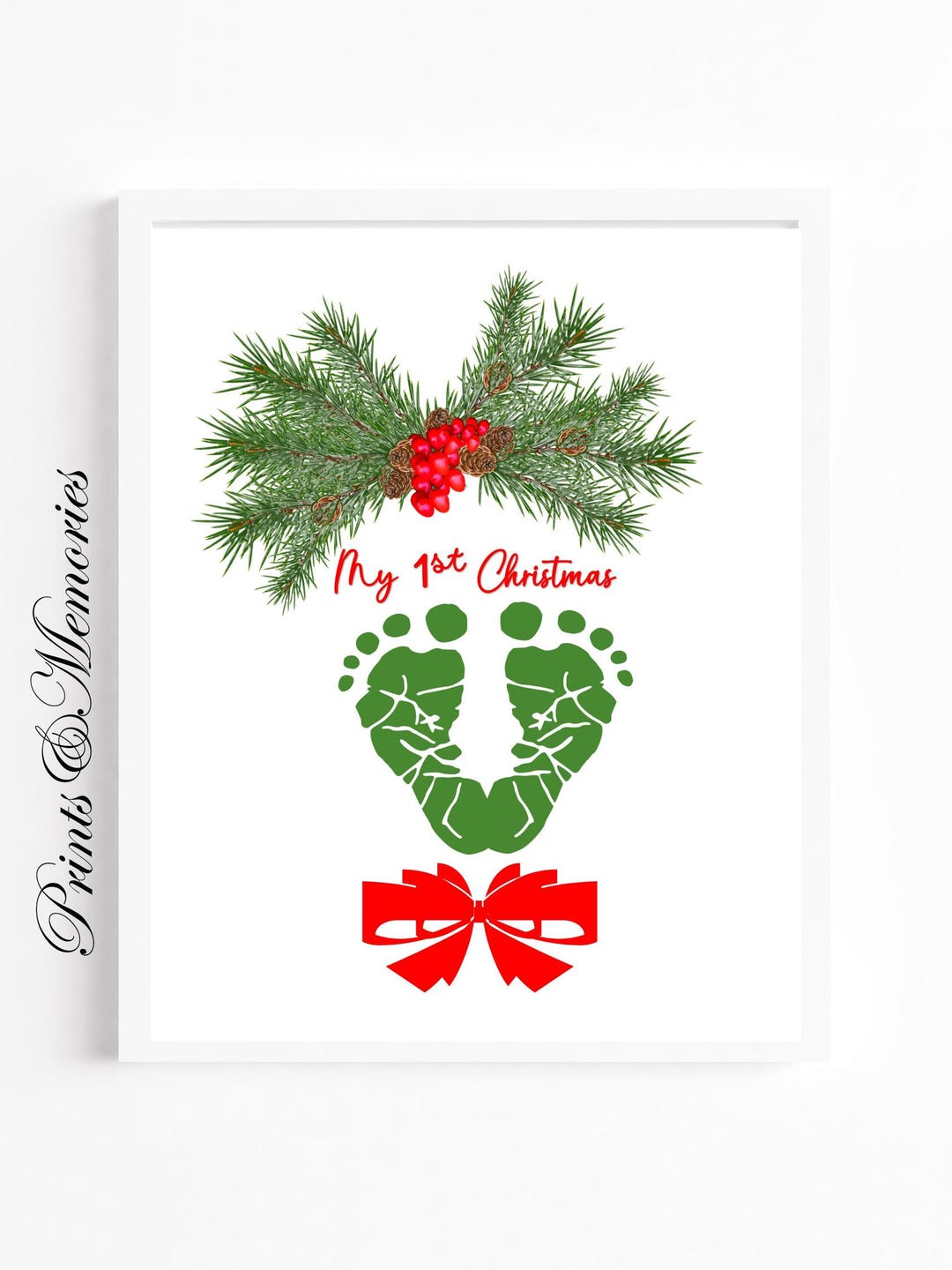 Baby First Christmas Footprint Art Keepsake, Footprint Craft, Christmas ...