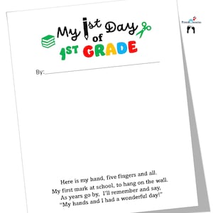 My First Day of 1st Grade Poem Handprint Art, First Day of School ...
