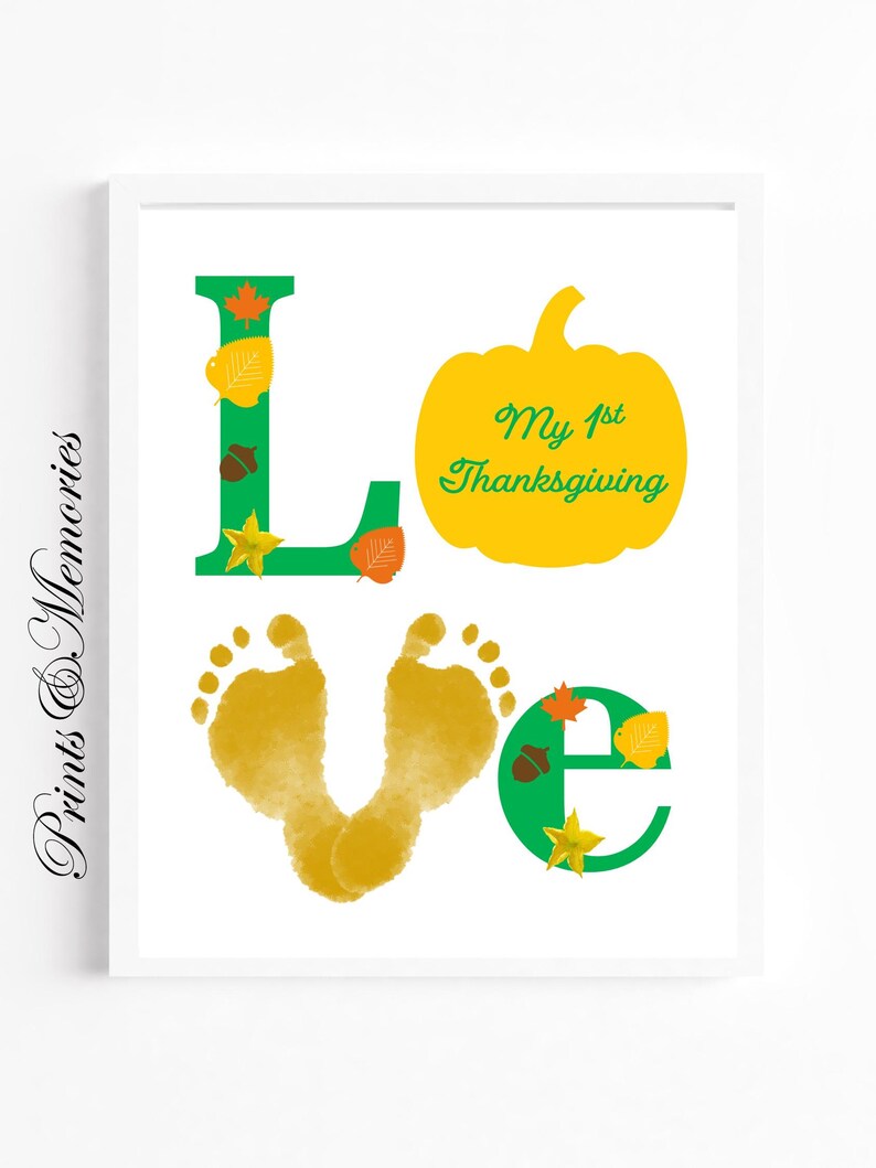 Thanksgiving Footprint Art Craft, My First Thanksgiving Love Keepsake ...