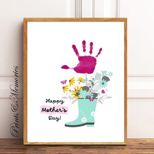 Mother's Day Gift Flower Handprint, Rainboot Flowers Art Craft, Baby ...