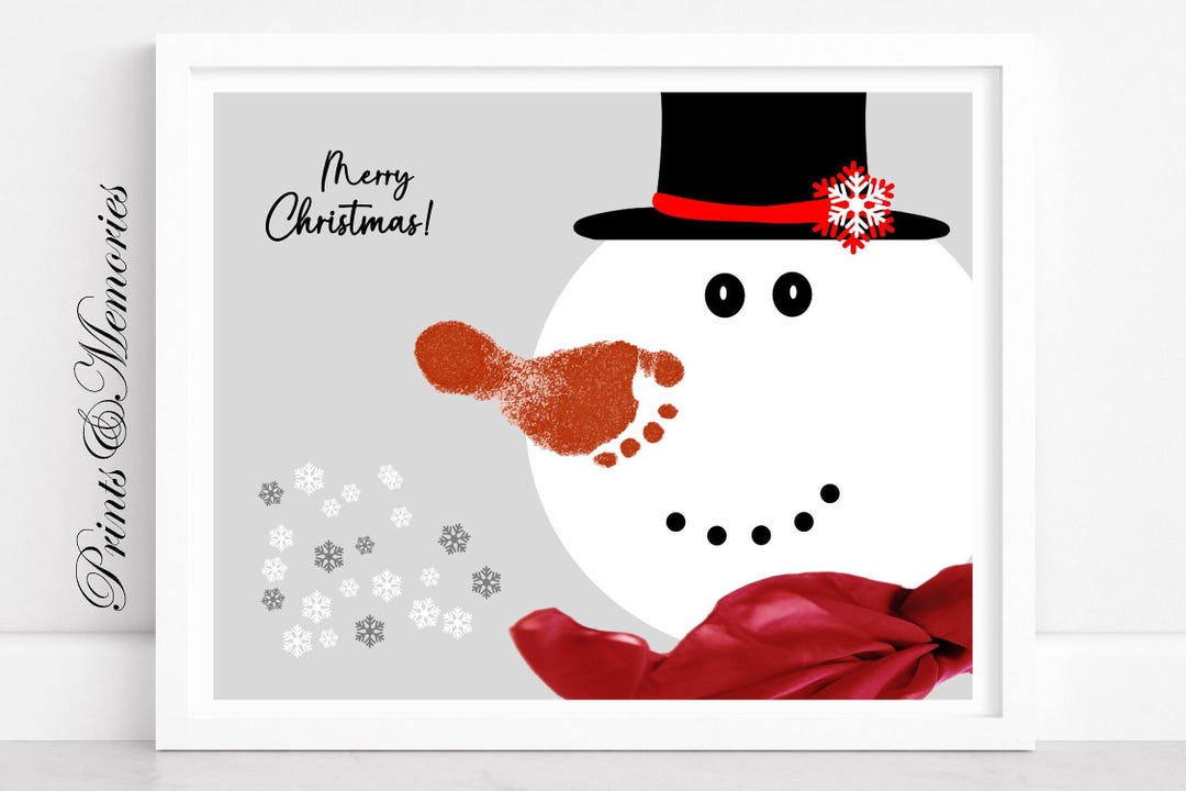 Snowman Carrot Footprint Art, Winter Christmas Activity for Baby ...