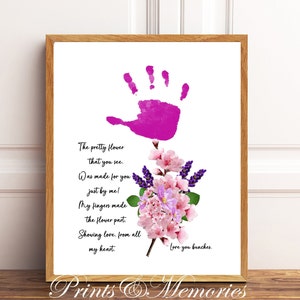 Mother's Day Flower Handprint Art Poem, Pretty Flower Handprint, Baby ...