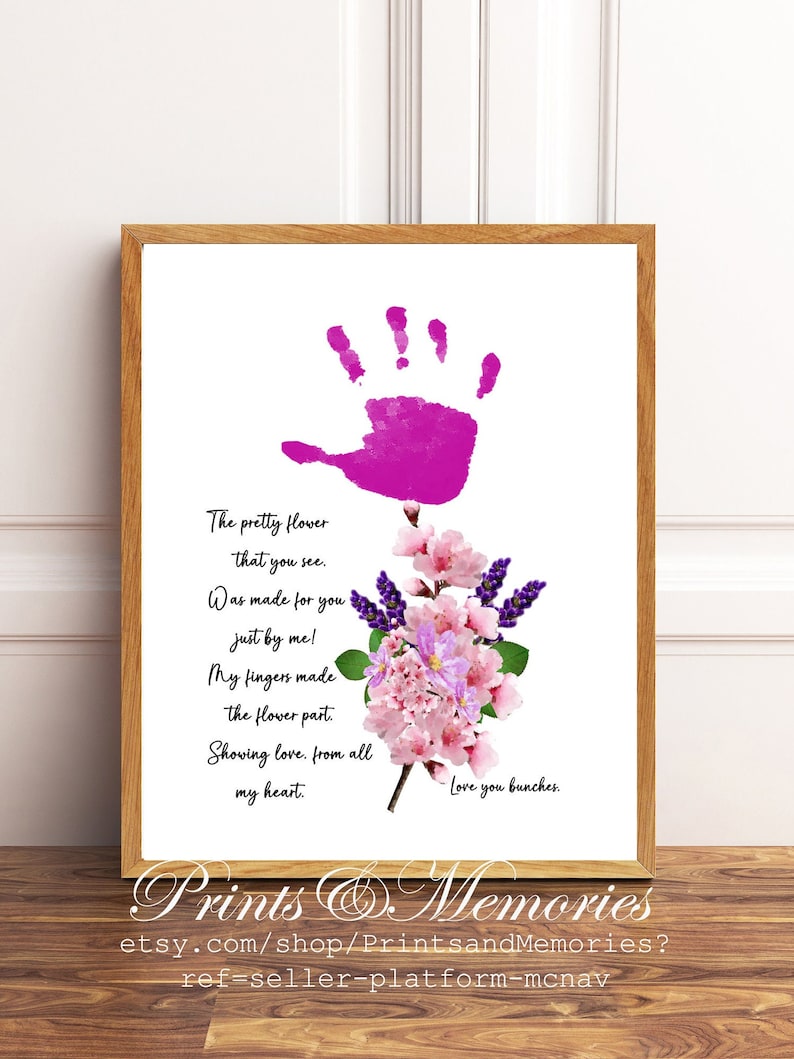 Mother's Day Flower Handprint Art Poem Pretty Flower - Etsy