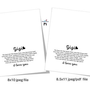Gift for Gigi, Handprint Art Poem, Mother's Day/birthday Gift, DIY ...