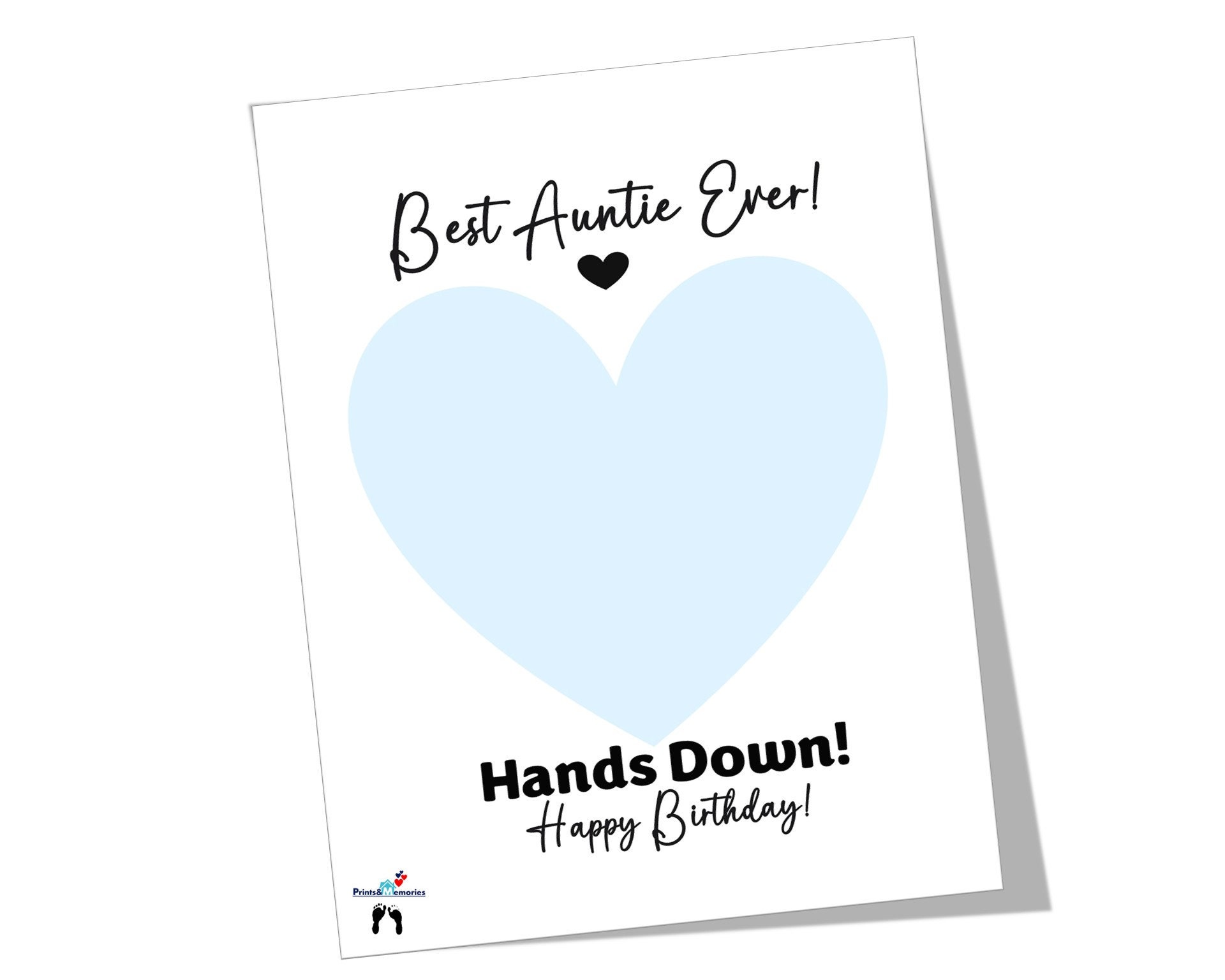 Gift for Aunt, Best Auntie Ever Hands Down Handprint Art, DIY Art Card ...