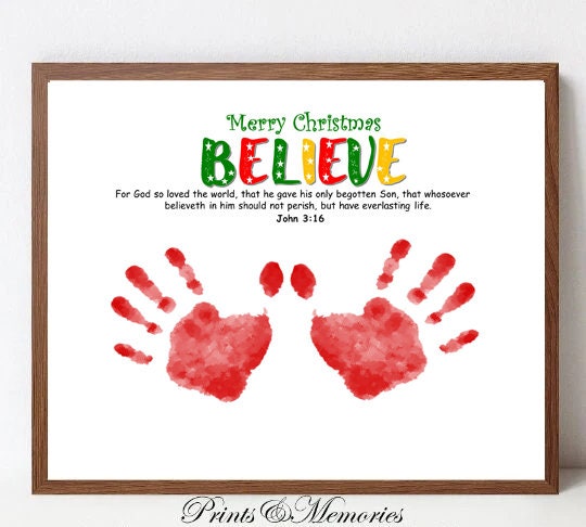 Believe John 3:16 Christmas Handprint Art Christmas - Etsy