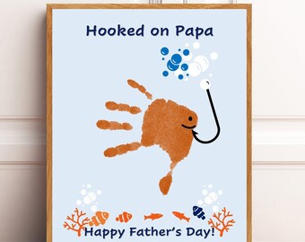 Hooked on Daddy Handprint - Etsy