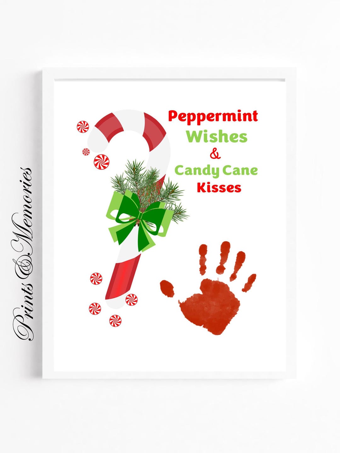 Christmas Handprint Art: Peppermint Candy Cane Craft (digital Download ...