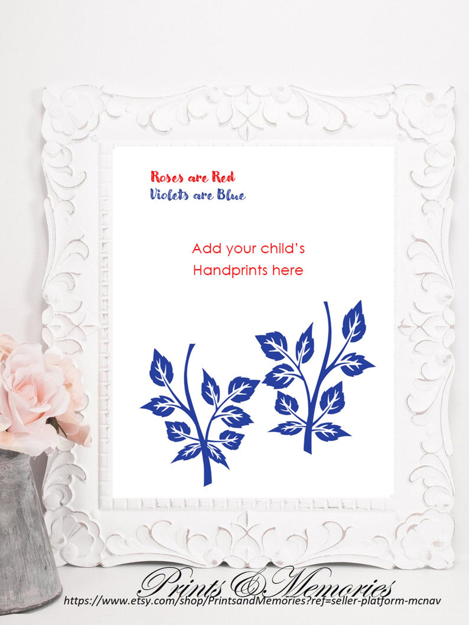 Valentine's Craft for Kids, Flower Handprint Art, Roses Are Red Violets ...