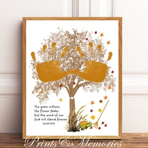 Fall Thanksgiving Tree Handprint Art, Isaiah 40:8, Fall Craft for Kids ...