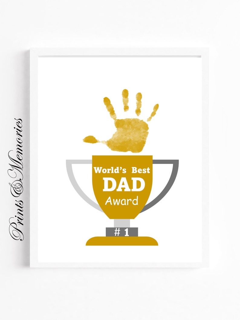 World's Best Dad, Trophy Handprint Art, Father's Day Craft, Number One ...
