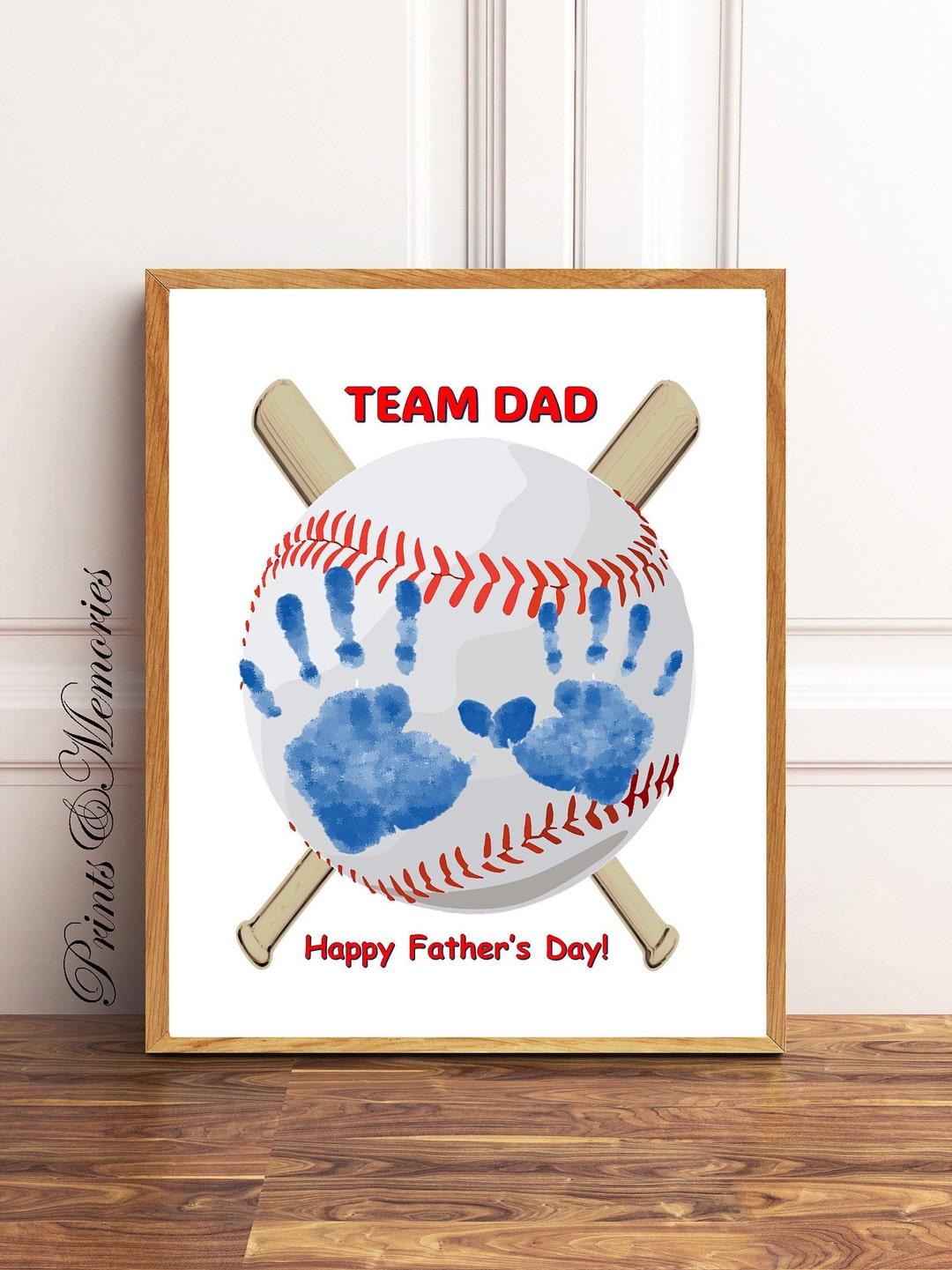 Team Dad Baseball Handprint Art, Father's Day Craft for Kids, DIY ...
