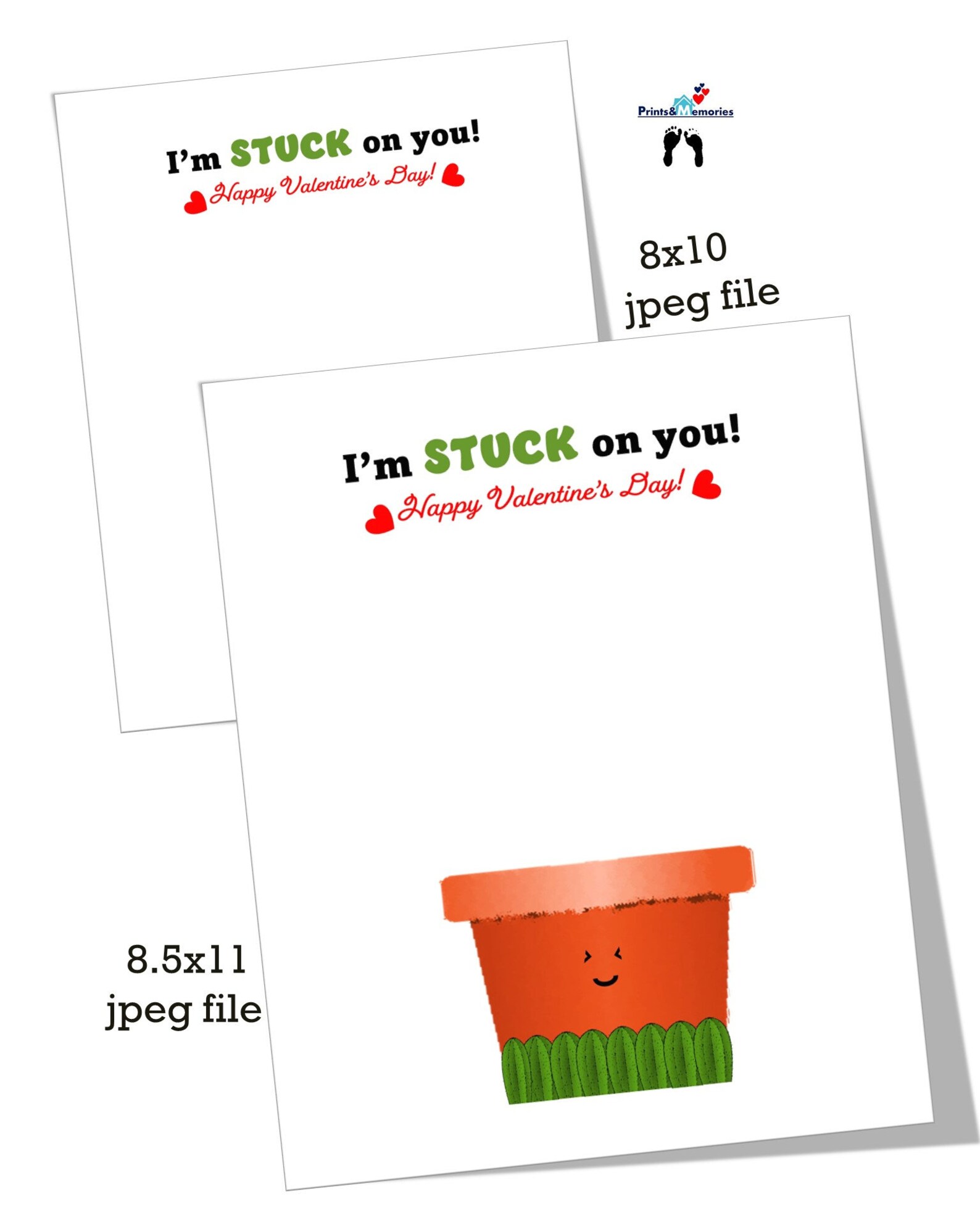 Cactus Handprint Art, I'm Stuck on You Valentines Cactus Handprint ...