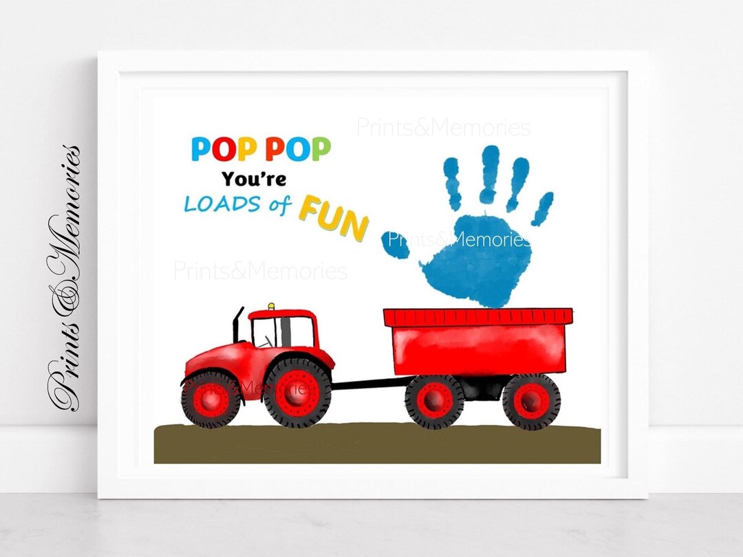 Pop Pop/pops Gift, Tractor Trailer Handprint Art, Loads of Fun, DIY ...