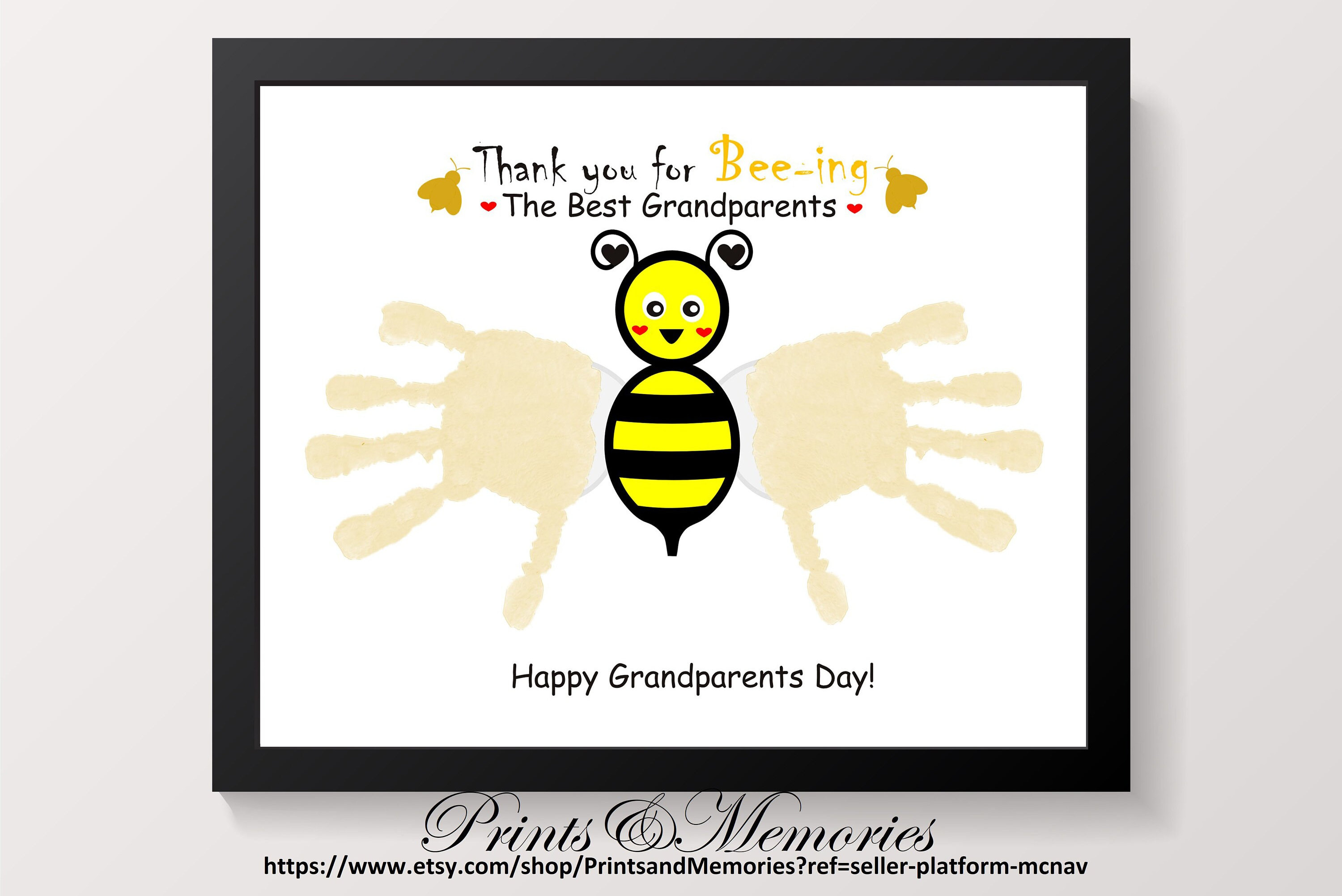 Bee Handprint Art: Grandparents Day Gift From Grandkid (digital File ...