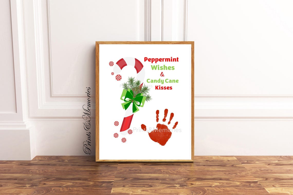 Christmas Handprint Art: Peppermint Candy Cane Craft (digital Download ...