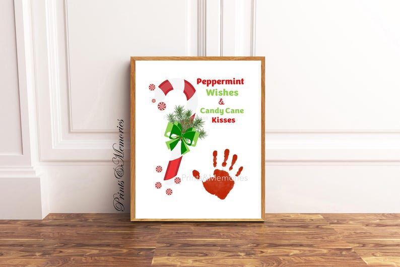 Christmas Handprint Art: Peppermint Candy Cane Craft (digital Download ...