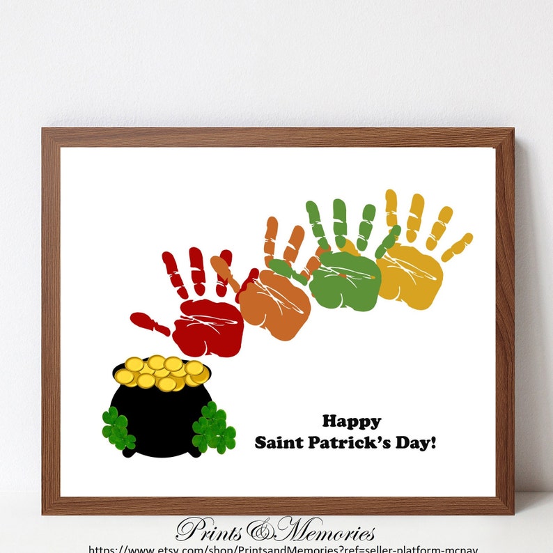St. Patrick's Day Craft Handprint Pot of Gold Rainbow - Etsy