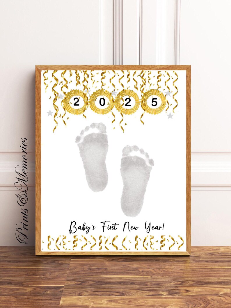 Baby's First New Year Keepsake, Footprint Handprint Art, Happy New Year ...
