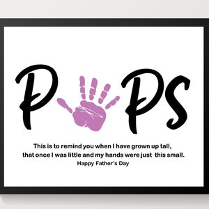 Father's Day Gift for Pops, Pops Handprint Art Poem, Father's Day Craft ...