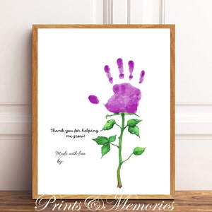 Thank You for Helping Me Grow, Flower Handprint Art, Handprint Keepsake ...