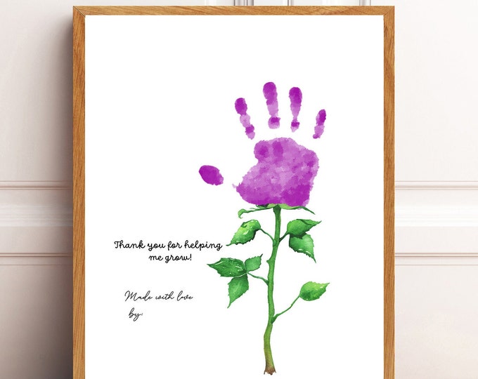 Thank You for Helping Me Grow Handprint Craft Art 1 Flower Hand Baby Toddler Child DIY Gift for ...