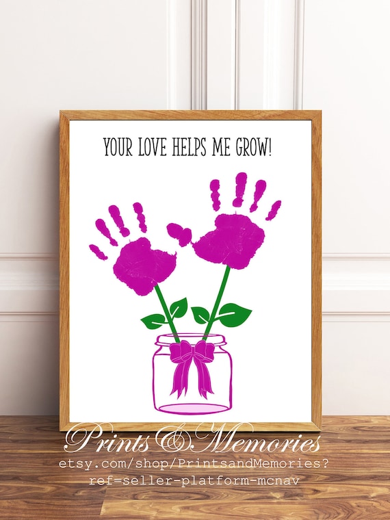 Your Love Helps Me/us Grow Printable Flower Handprint DIY - Etsy