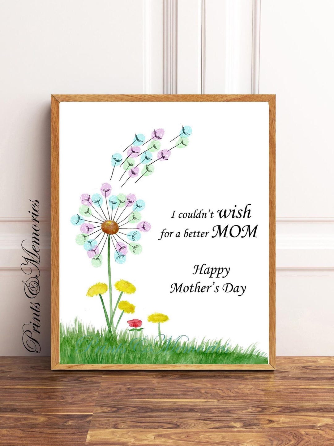 Mother's Day Craft for Kids, Dandelion Fingerprint Art, Mom Gift, I/we ...