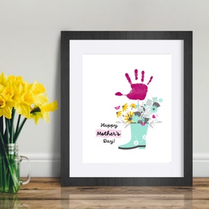 Mother's Day Gift Flower Handprint, Rainboot Flowers Art Craft, Baby ...