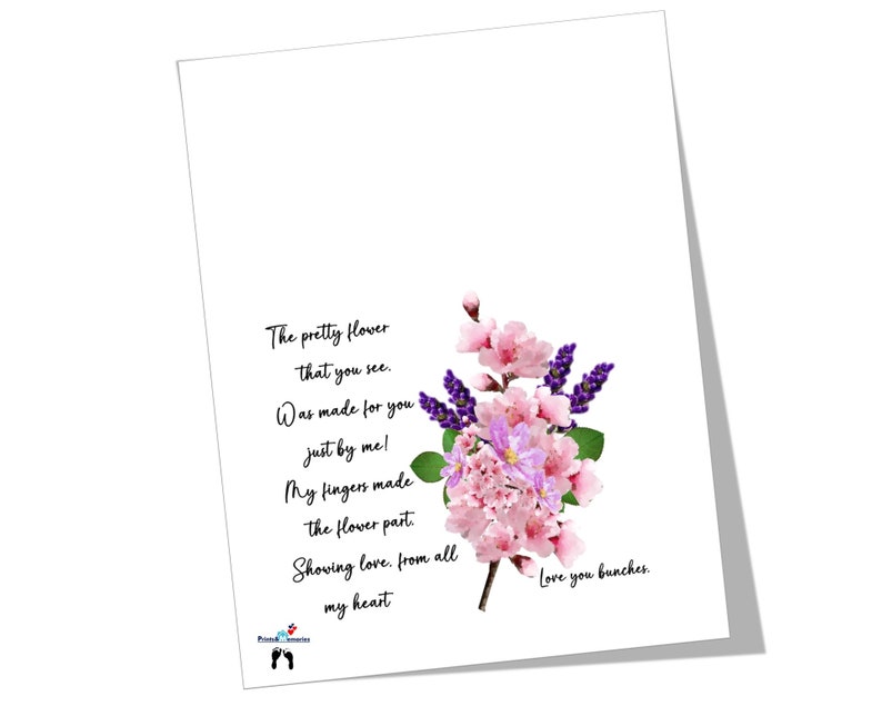 Mother's Day Flower Handprint Art Poem Pretty Flower - Etsy